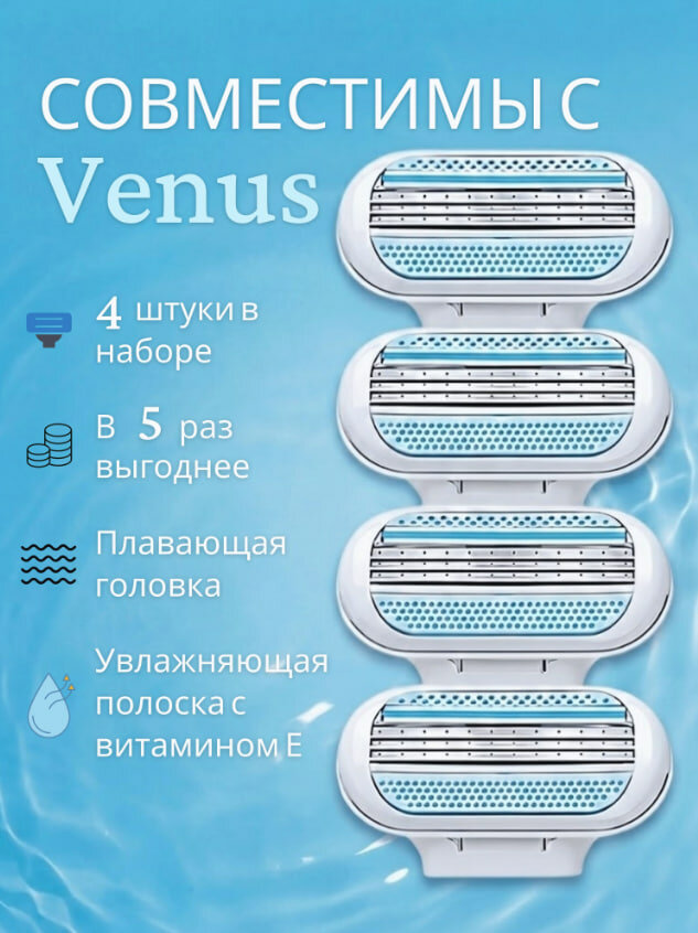 Кассеты совместимые с Venus (Венус). Сменные лезвия для женских бритв