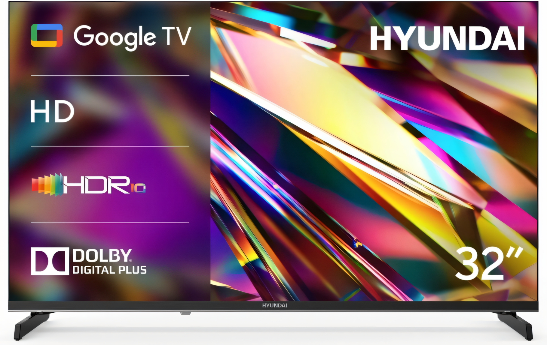 Телевизор LED Hyundai 32" H-LED32BS5011 Smart Google TV, 1366x768, DVB-T, 60Hz, черный