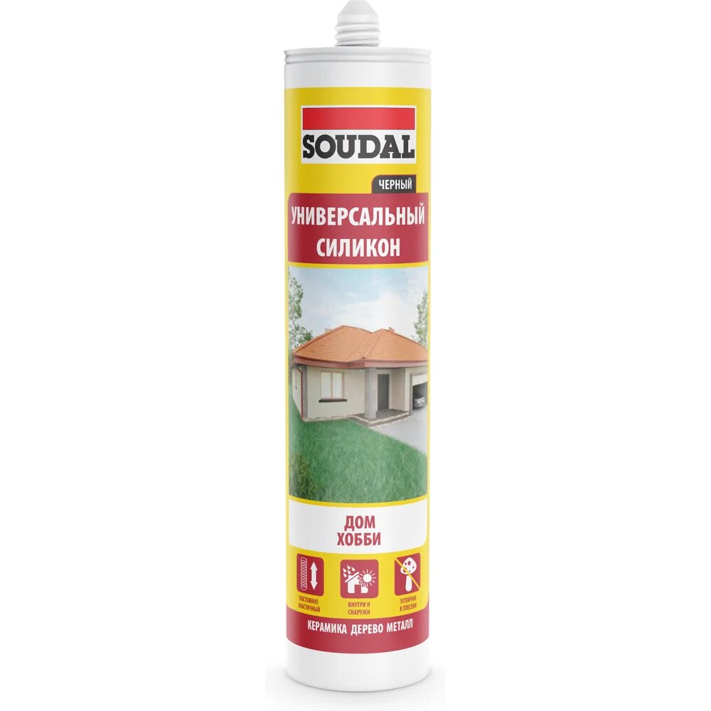 Герметик Soudal 109840, силиконовый, универсальный, 280 мл, черный