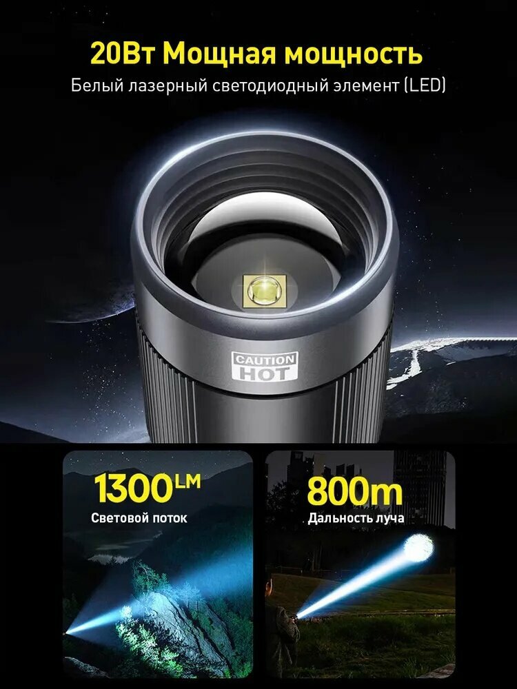 Ручной фонарь Philips "SFL2101P", дальность луча 800 м, ударопрочный корпус — фото 1