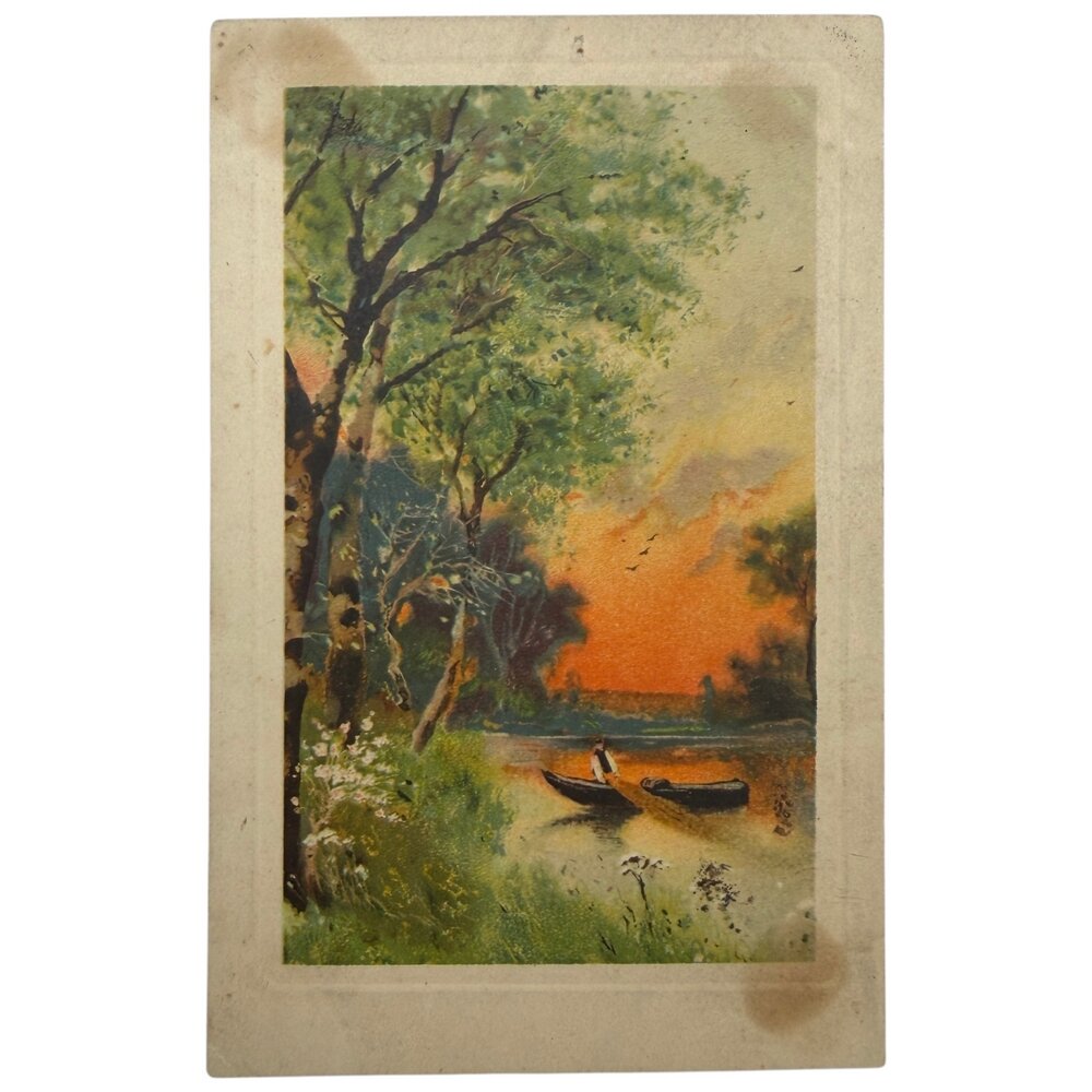 Почтовая открытка "Рыбак на закате" 1900-1910 гг. Германская Империя