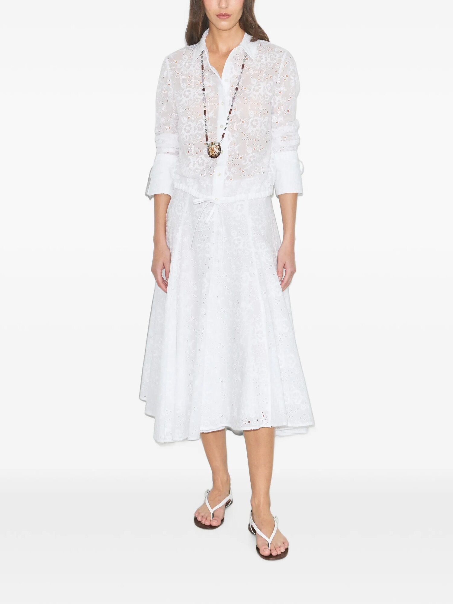 Юбка Tory Burch Cotton eyelet skirt, размер 14, white — фото 1