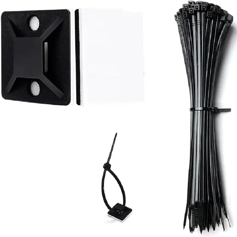 Набор органайзеров для кабелей 100 штук Черный, 100set black