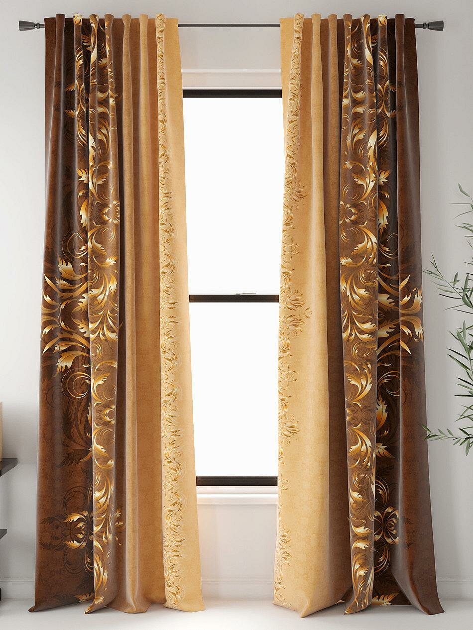 Штора для спальни и гостиной готовая 150x270 см с рисунком (948018270-270)