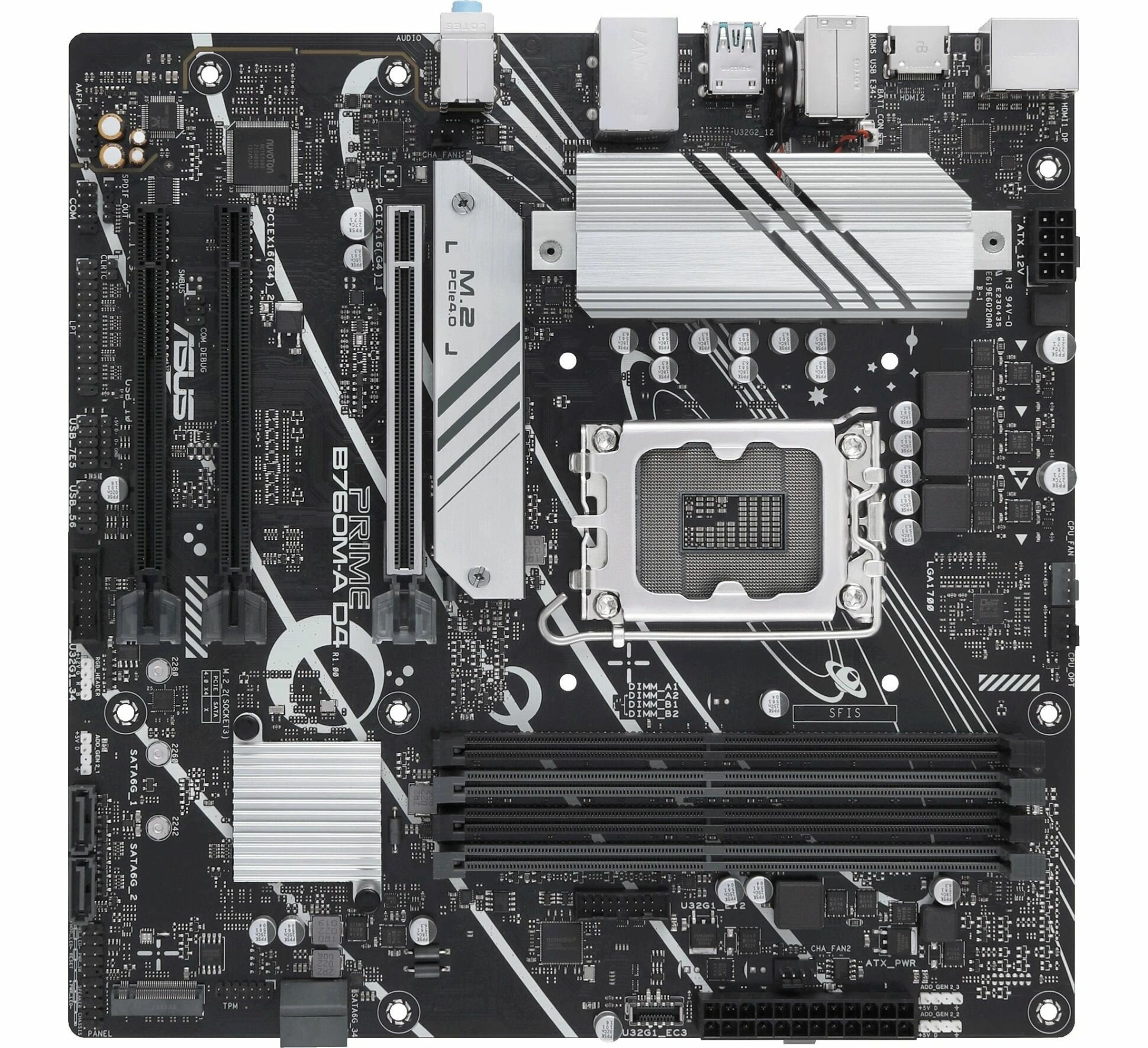 Материнская плата Asus PRIME B760M-A D4-CSM Soc-1700 Intel B760 4xDDR4 mATX AC`97 8ch(7.1) 2.5Gg RAID+HDMI+DP