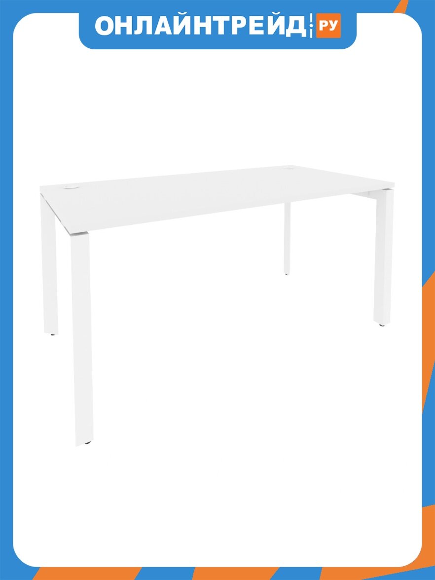 Стол рабочий Riva CHAIR на П-образном м/к O. MP-SP-4.8 Белый бриллиант/Белый металл 1580*800*750 Onix