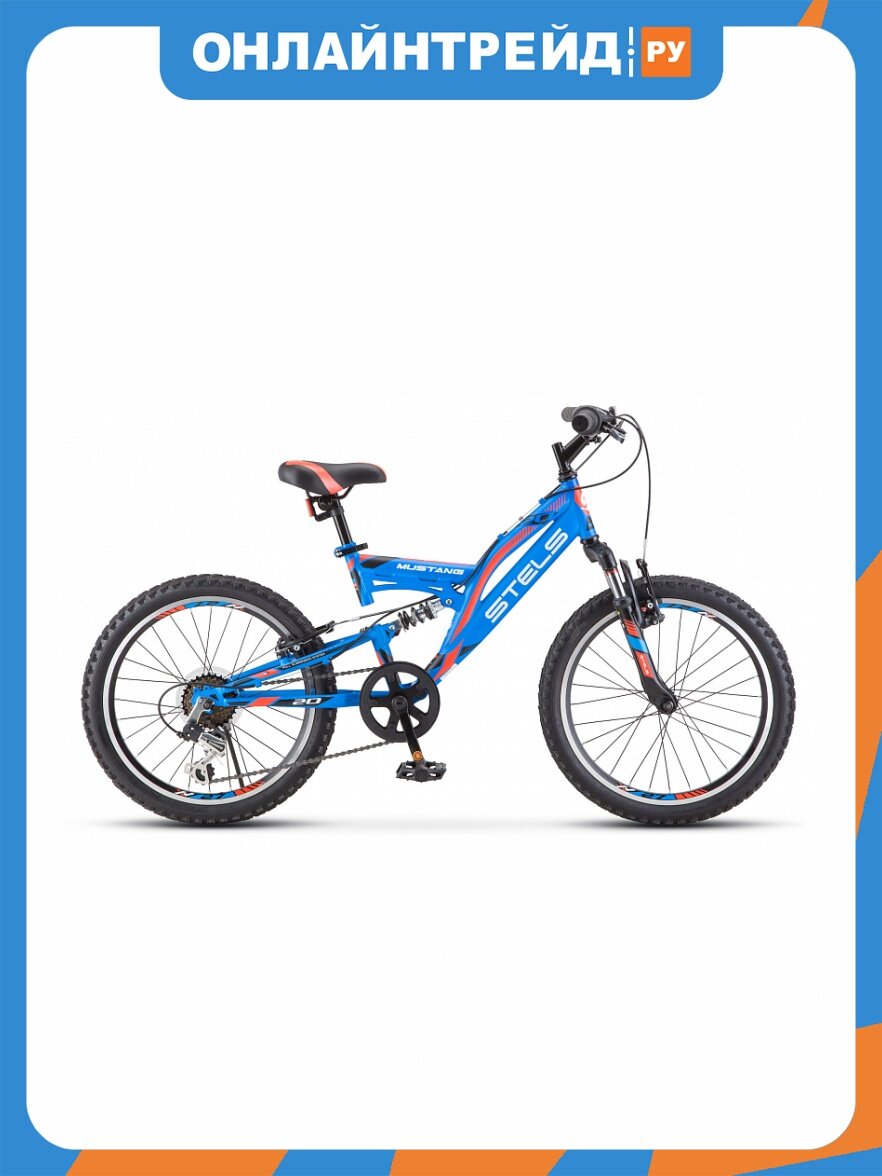 Подростковый велосипед Stels 20" Mustang V Z010 (рама 13) (6-ск.) (Двухподвес) Синий 2025 (М)