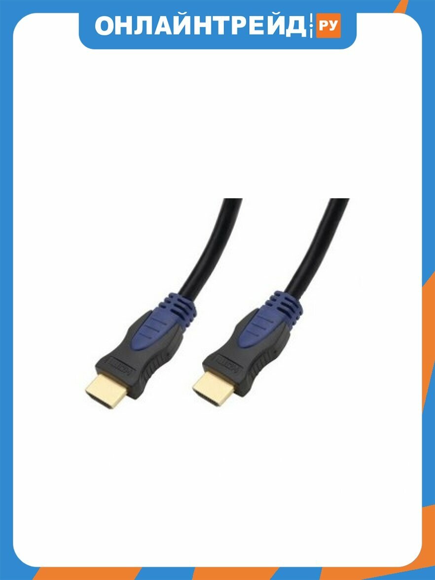 Кабель Wize HDMI WAVC-HDMI-10M, v.2.0b, 19M/19M, 4K/60 Hz 4:2:0/30 Hz 4:4:4, 28 AWG, HDCP 1.4, HDCP 2.2, Ethernet, позол. разъемы, экран, черный, эргономичный коннектор синего цвета, 10м (WAVC-HDMI-10M)
