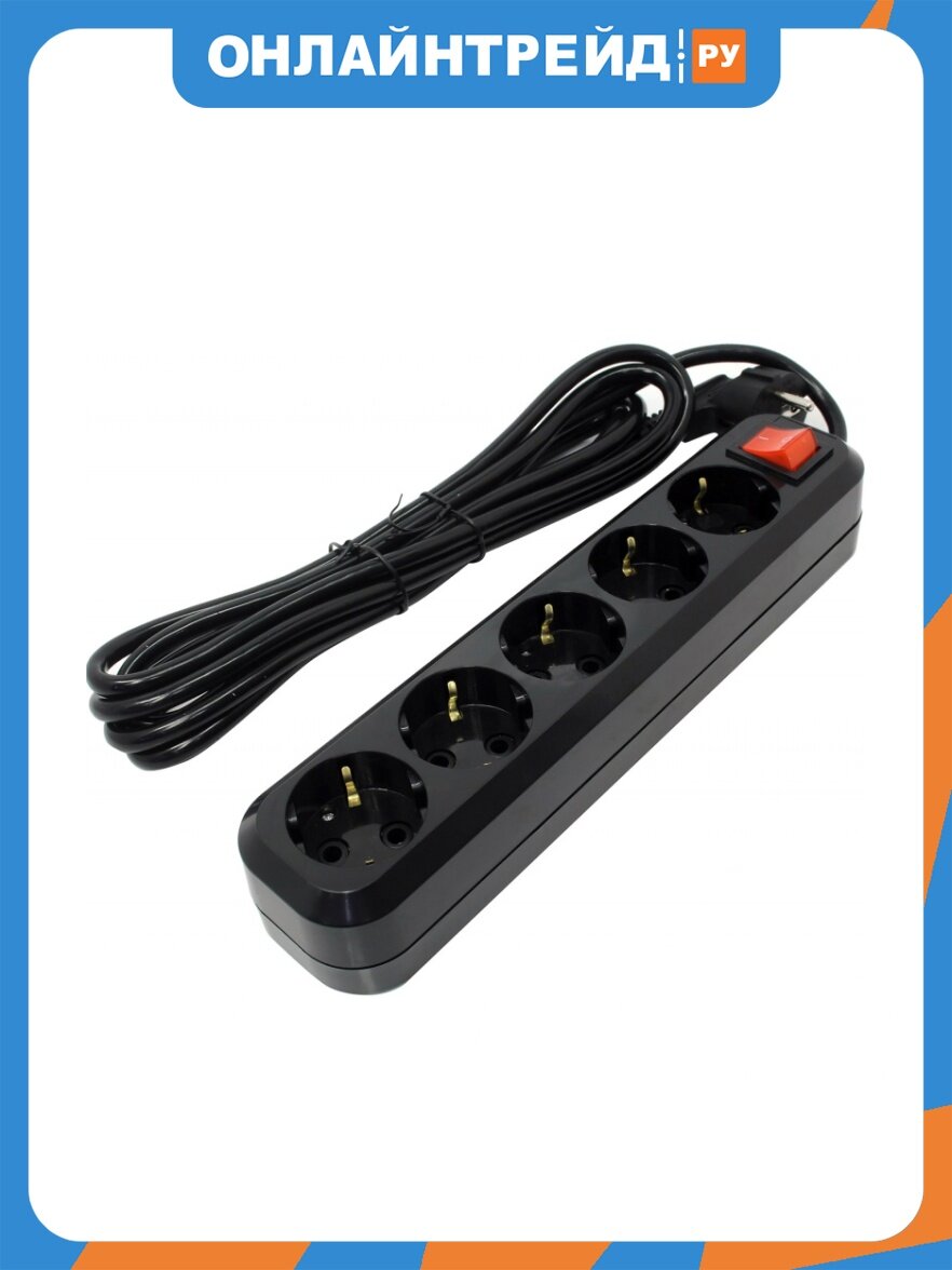 Сетевой фильтр 5BITES SP5B-350, 5 розеток, 16A, 5м, черный