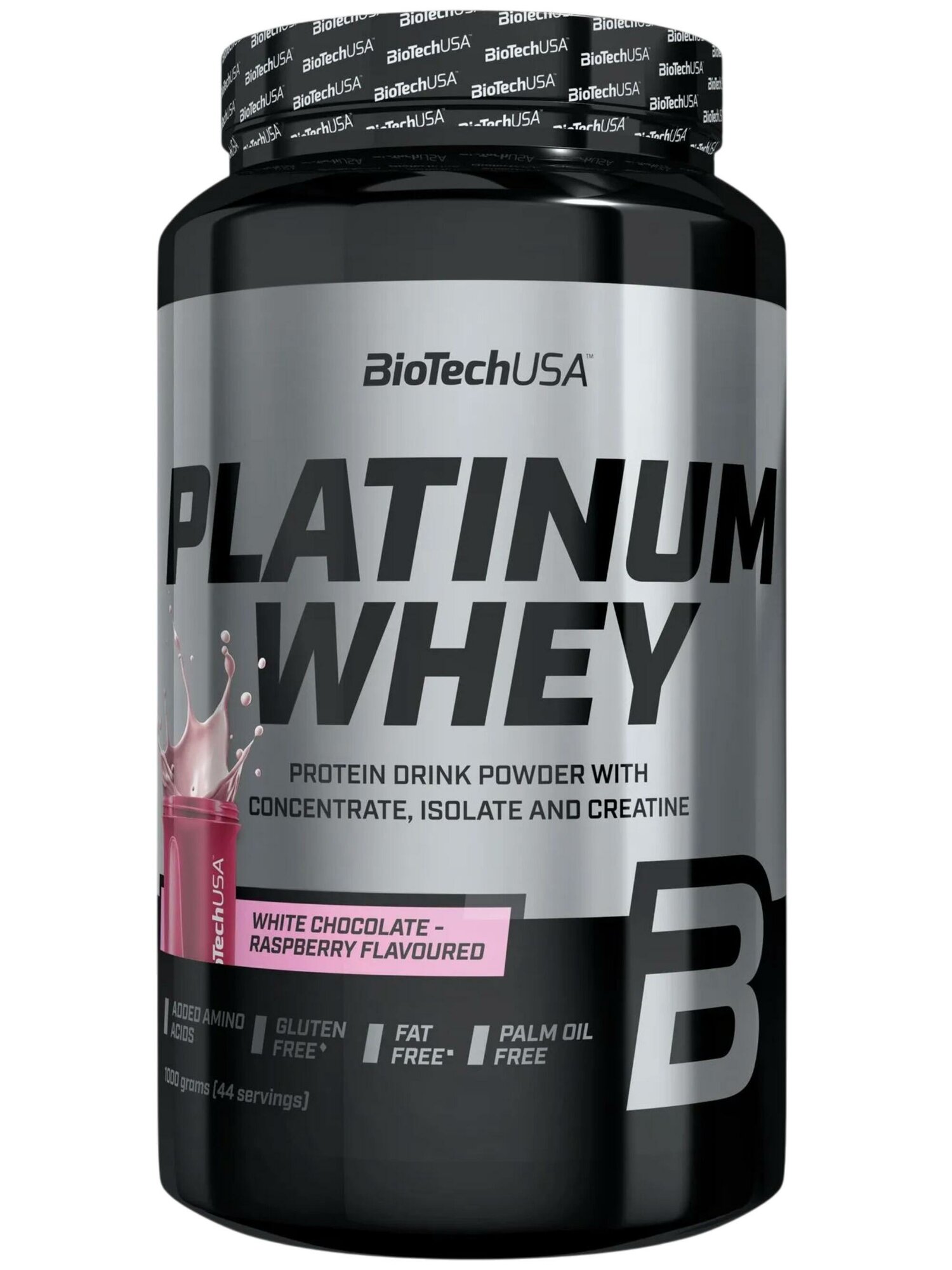 Сывороточный протеин BioTechUSA Platinum Whey 1000 г, Белый шоколад-малина