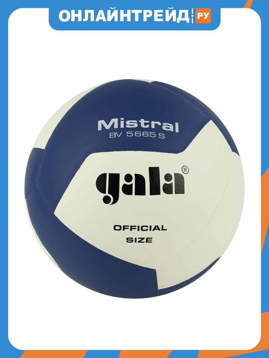 Мяч волейбольный Gala Mistral 12, BV5665S, р. 5, синт. кожа ПУ, клееный, бут. камера, бело-синий