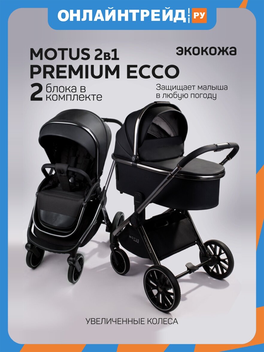 Коляска 2 в 1 Amarobaby Motus Premium Ecco черный