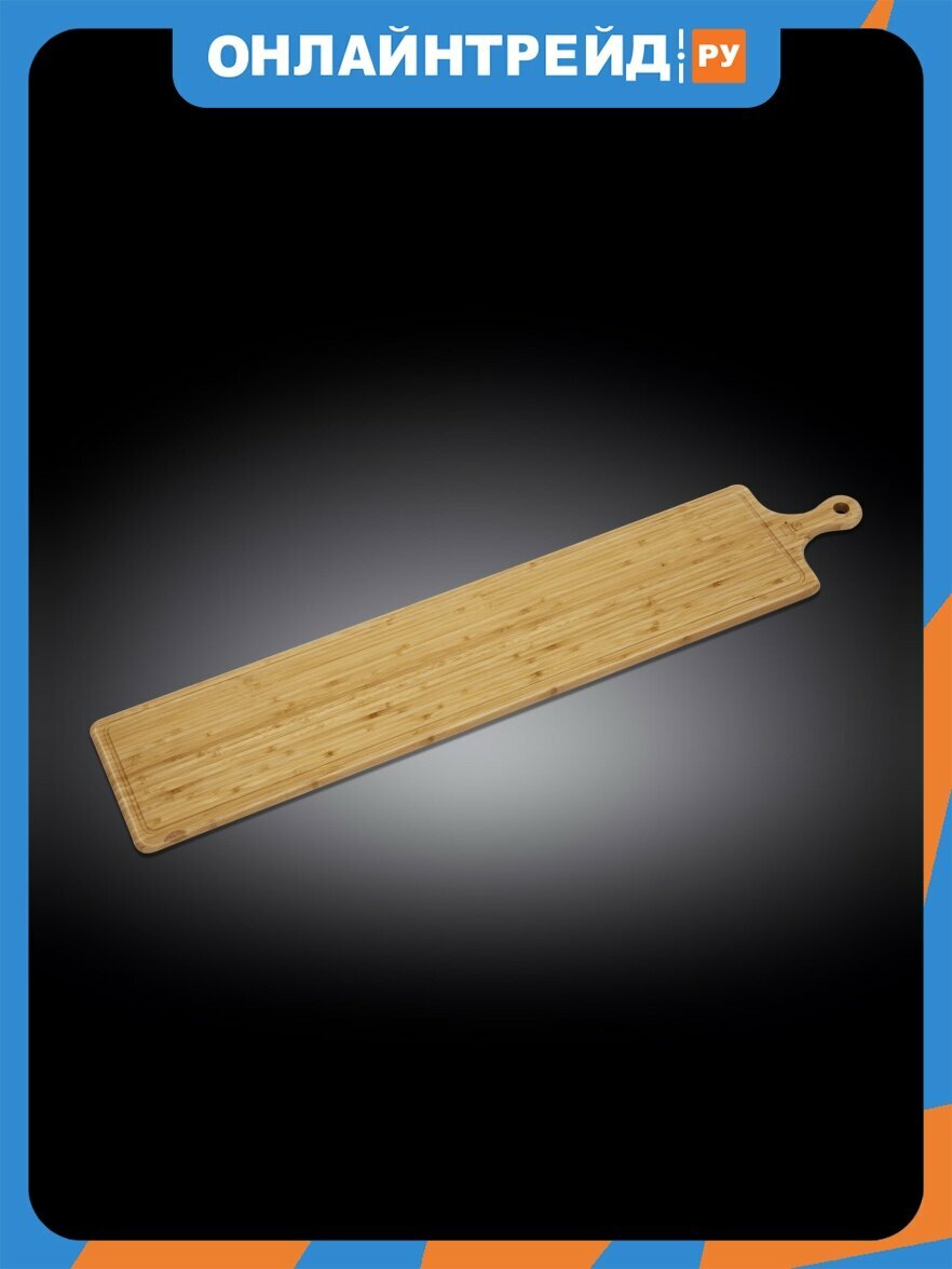 Доска Wilmax England Длинная сервировочная с ручкой 100x20 см бамбук