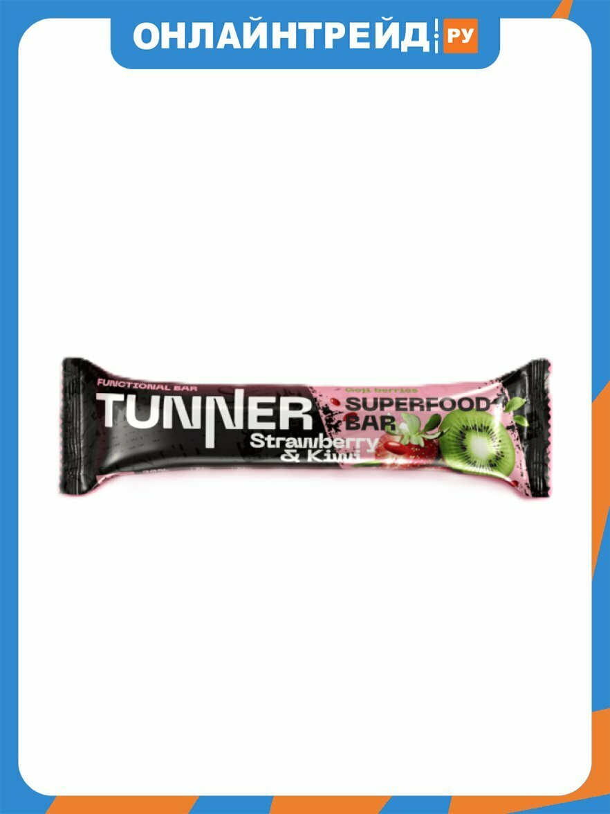 Протеиновый батончик Tunner SUPERFOOD со вкусом Клубника и киви 40 гр