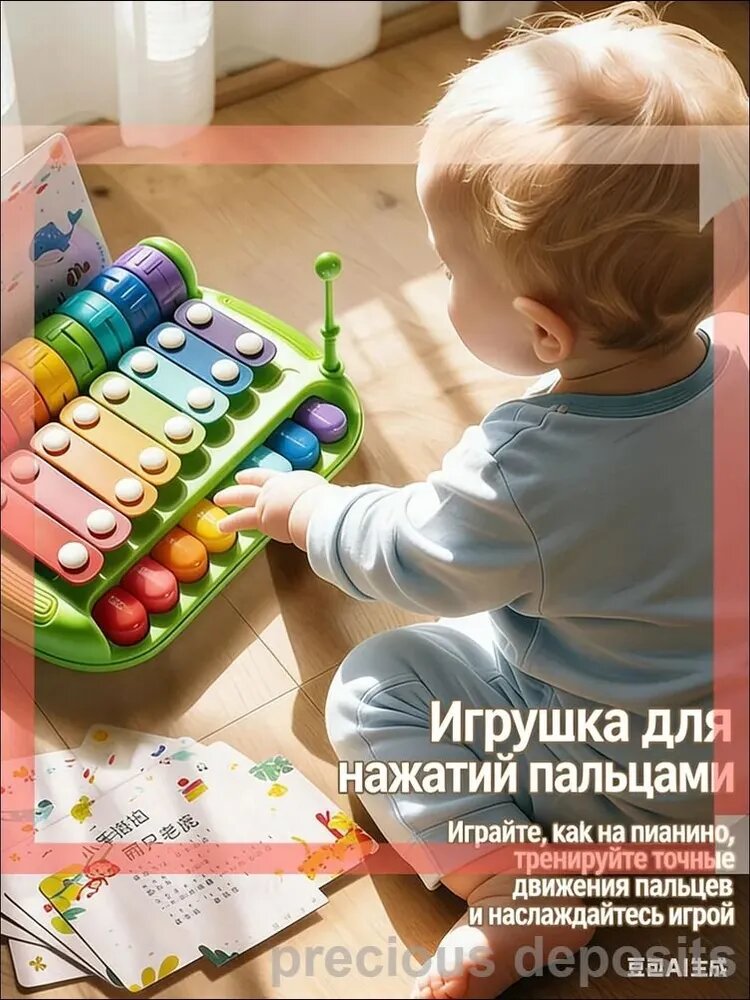 Игрушка для малышей Ксилофон + Пианино 2 в 1, для детей от 8 месяцев до 3 лет, Абс пластик