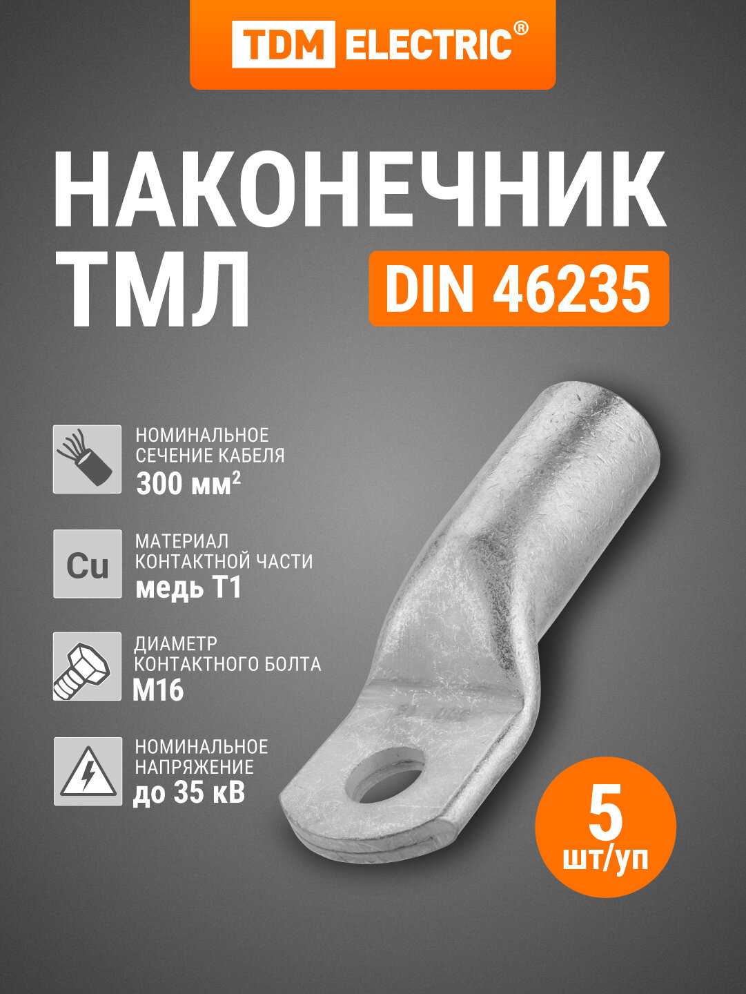 Наконечник ТМЛ (DIN) 300-16 TDM (упак. 5 шт.)