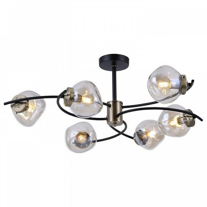 Люстра на штанге Omnilux Moncalvo OML-95307-06 цвет плафона подвески Светло-серый, цвет арматуры Черный