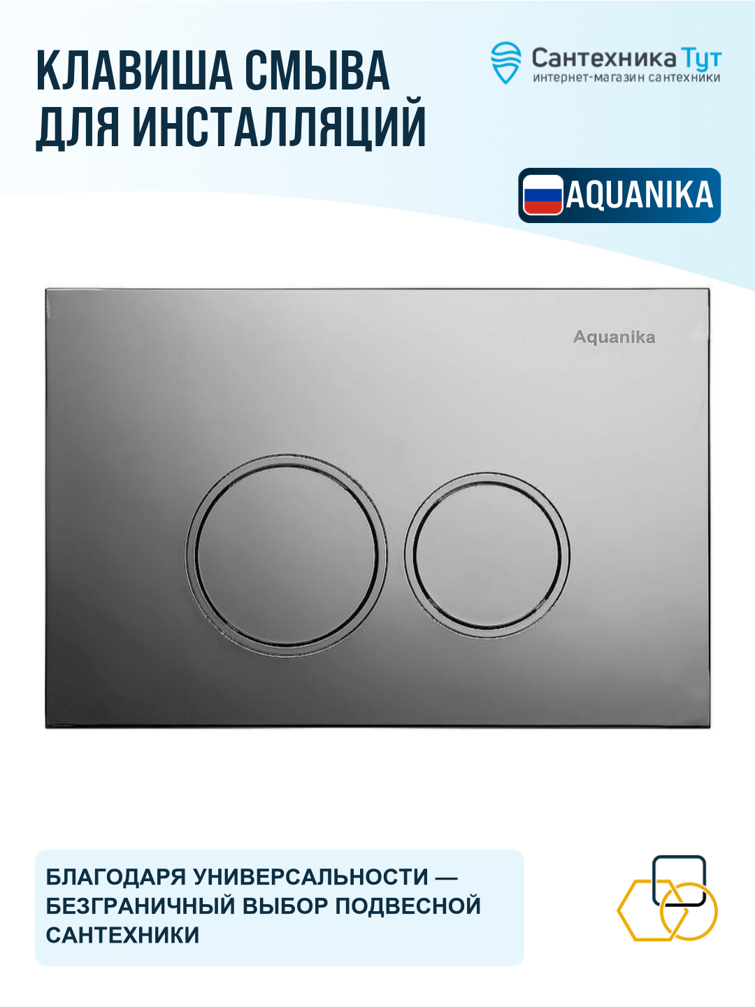 Кнопка смыва для инсталляции Aquanika Basic R-type 01.02.19 Хром — фото 1