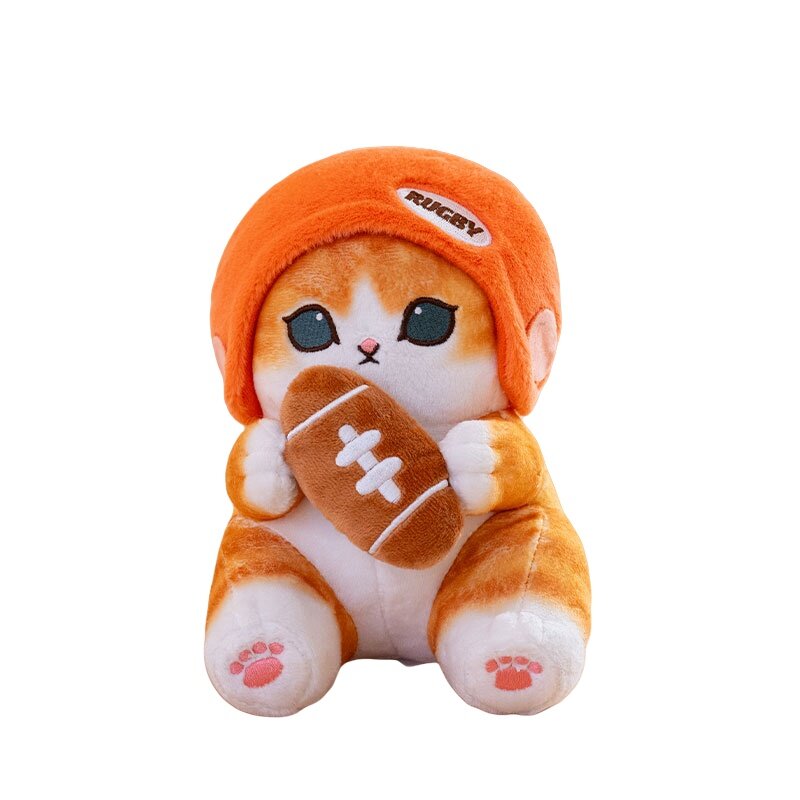 Игрушка-кот унисекс Tak Bebe "Fortune Sports Meet Cute", плюшевая кукла, Rugby Style, 25 см