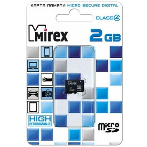 Карта памяти микро SD 2 Гб - Mirex - без адаптера