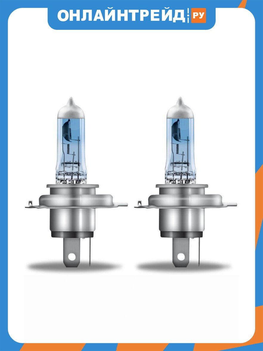 Лампа автомобильная Osram Night Breaker Laser H4 60/55W P43t+150% 4050K 12V, 2шт, 64193NL-HCB