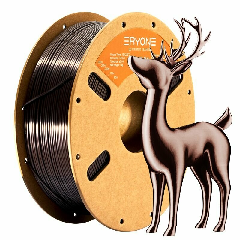 Блестящий пластик Ultra Silk PLA Eryone 1.75 мм, 1кг, Тёмно-золотой (Dark Gold) филамент для 3D принтера