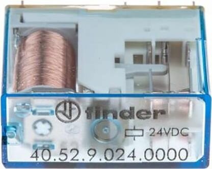 Реле FINDER 40.52.9.024.0000 электромагнитное промежуточное Uобмотки 24VDC DPDT 8A контакты AgNi 1шт