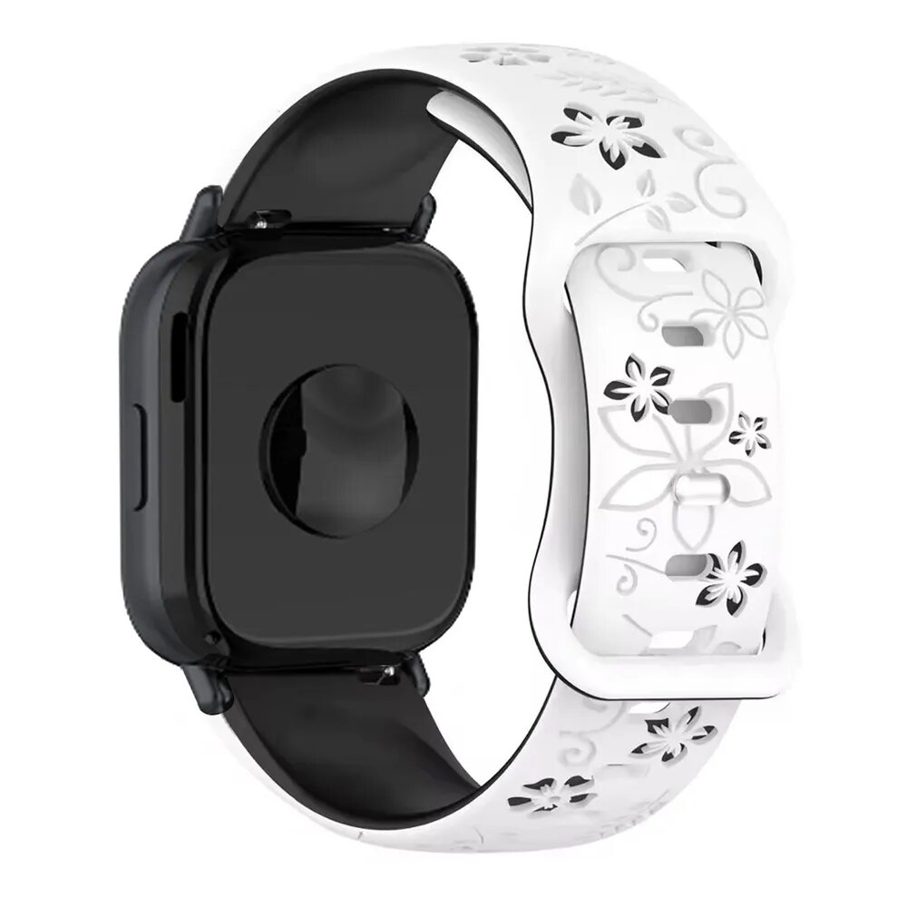 Силиконовый ремешок для часов Xiaomi Redmi Watch 5 Active/Watch 5 Lite с цветочным рисунком - двухцветный регулируемая пряжка