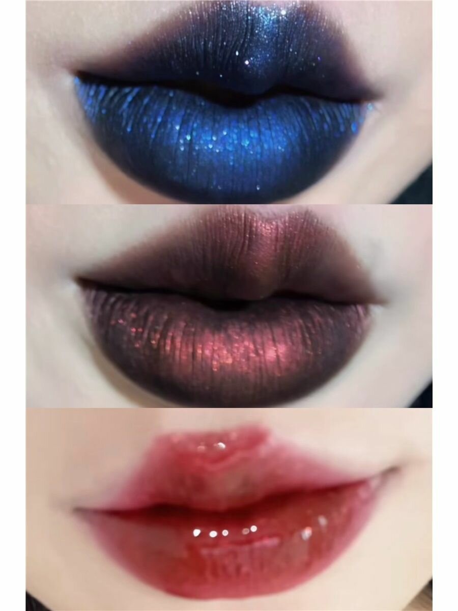 DE'LANCI Different World Lip Mud Lipstick Black Lip Blue Взрывной блеск для губ