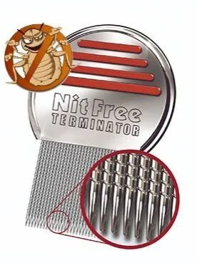 Гребень Nit Free Terminator - Профессиональный стальной гребень для удаления вшей и гнид