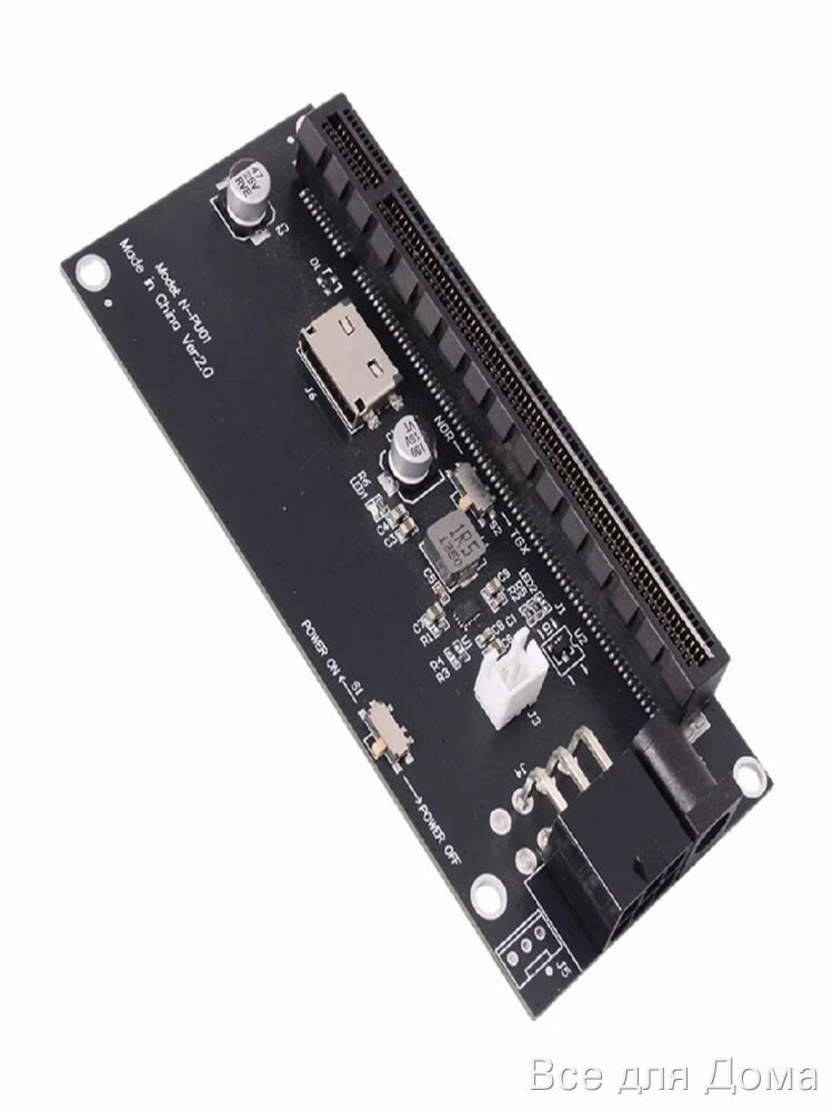 Адаптер Oculink SFF-8612 PCIe X4/X16 N-PI001黑色, с USB-коннектором, светодиодной индикацией и переключателем питания