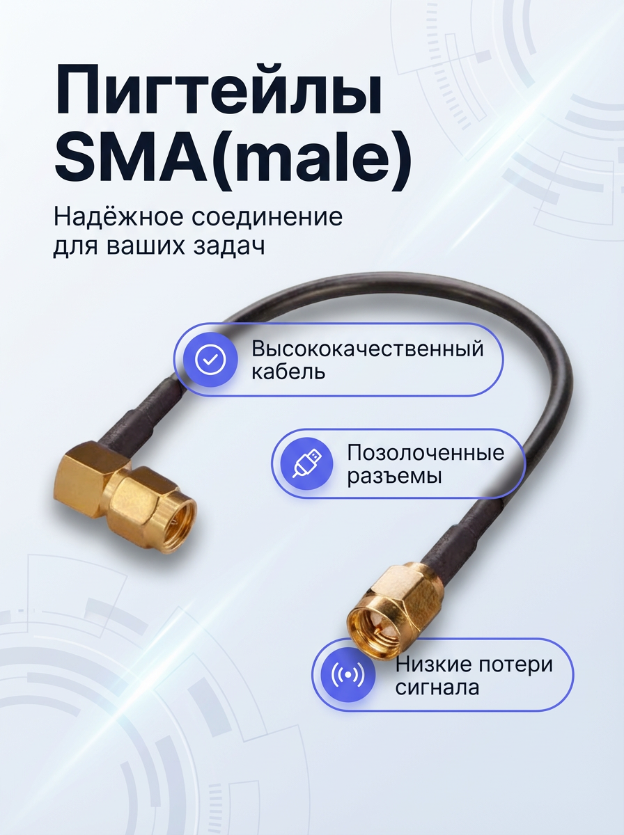 Пигтейл (кабельная сборка) SMA(male)-SMA(male) прямой/угловой