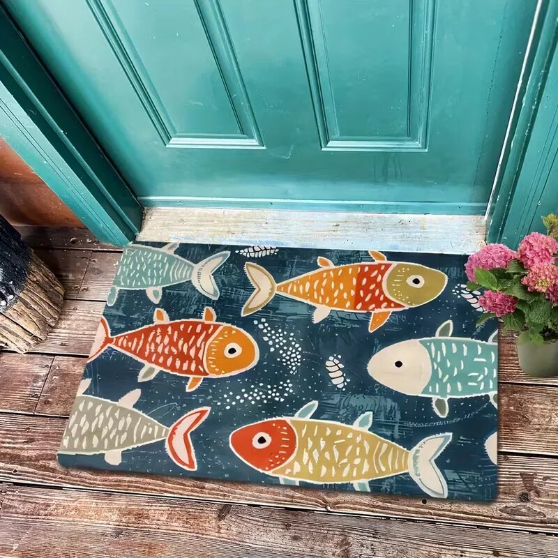 Коврик для ванной FISH-Koi сине-оранжевый 100% полиэстер 50x80cm, 2