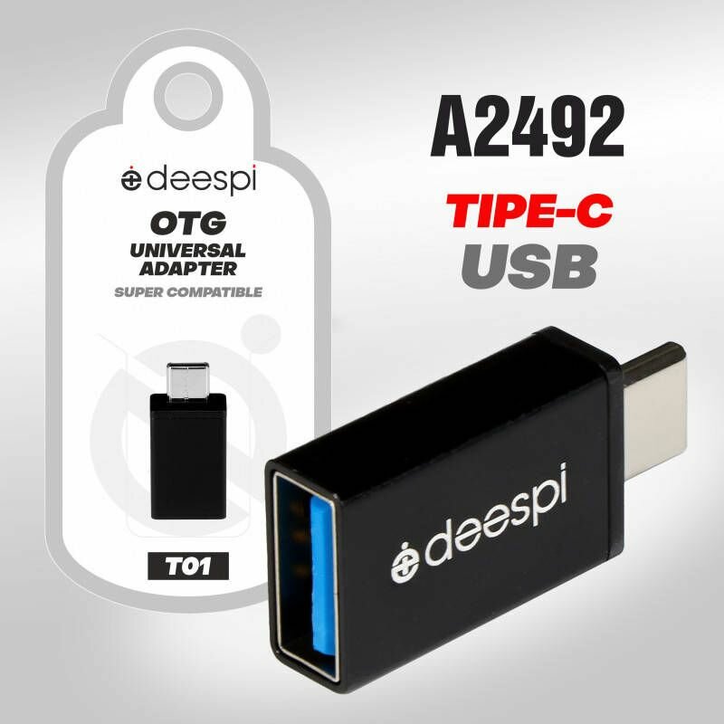 Адаптер OTG USB / Type-C, Deespi T01, Переходник ОТГ, черный