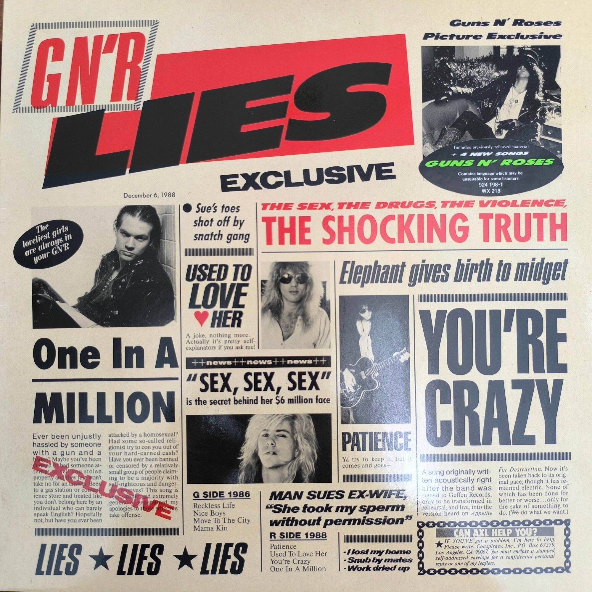 Виниловая пластинка Guns N' Roses - G N' R Lies (Европа) LР