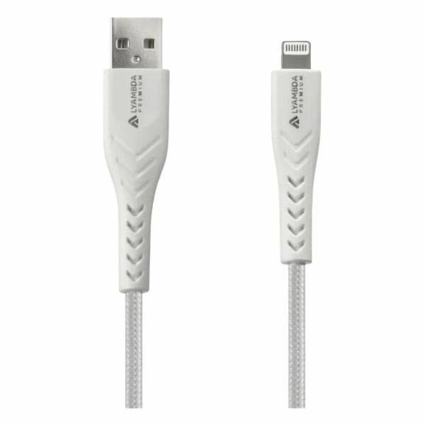 Кабель LYAMBDA USB MFI Type-A(m)/Lightning(m) 2.4A 2.5м белый