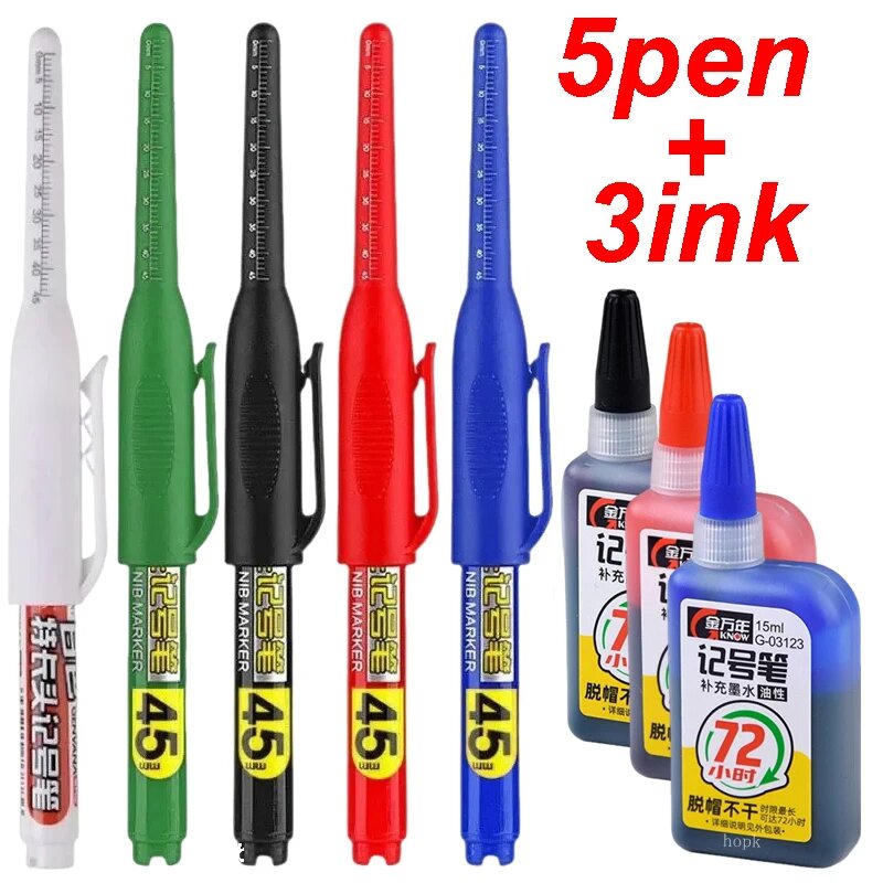 Маркеры для глубоких отверстий Lot 45 мм 5 pens 3 inks mix