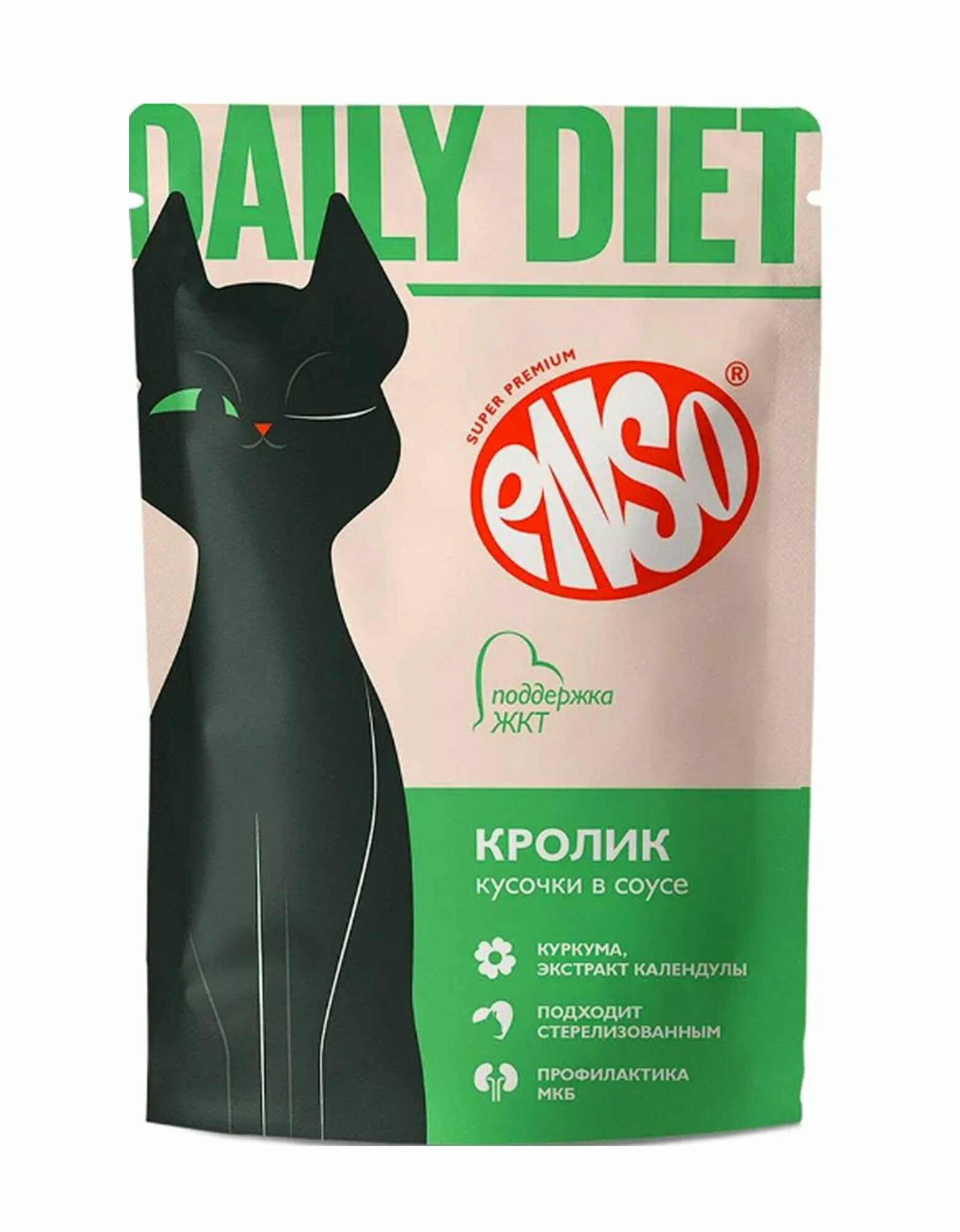 Enso Влажный корм для кошек Daily diet Кролик в соусе, пауч, 85 гр