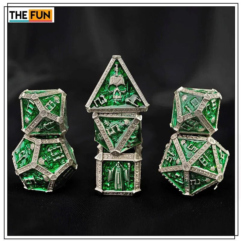 DnD Wizard Metal Dice Set, кубики метал для DnD и настольных ролевых игр (дайсы ДнД) 7 шт.