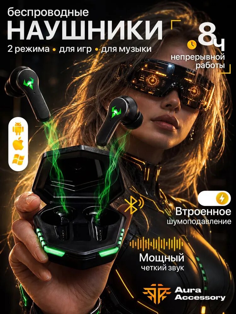 Наушники беспроводные TWS N35 для телефона с микрофоном Bluetooth с подсветкой, с зарядным кейсом, гарнитура