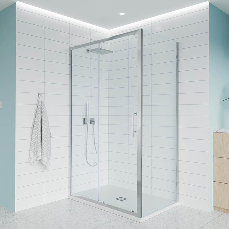 Душевой уголок Veconi Evo 100SP CH 140х90 см, профиль глянцевый хром, стекло прозрачное