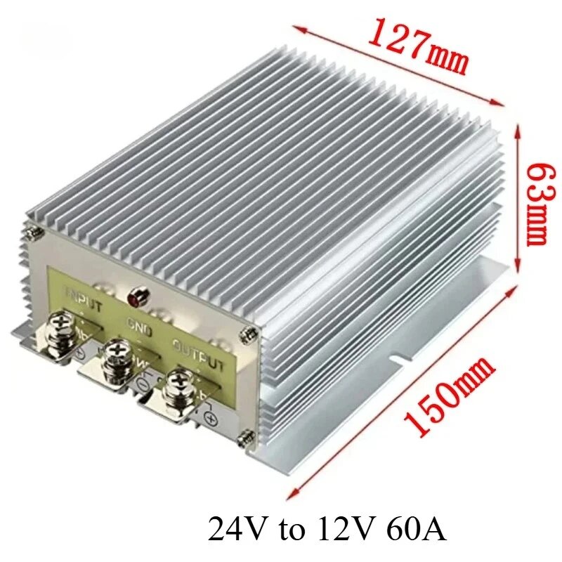WAOHEI Преобразователь постоянного тока 24В к 12В 50А 600Вт 24V to 12V 60A