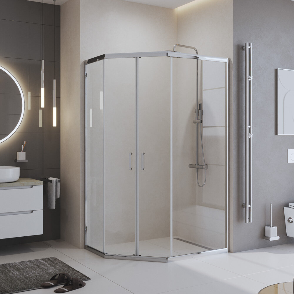 Душевой уголок BelBagno Uno 195 PH 2 120/90 C Cr стекло прозрачное