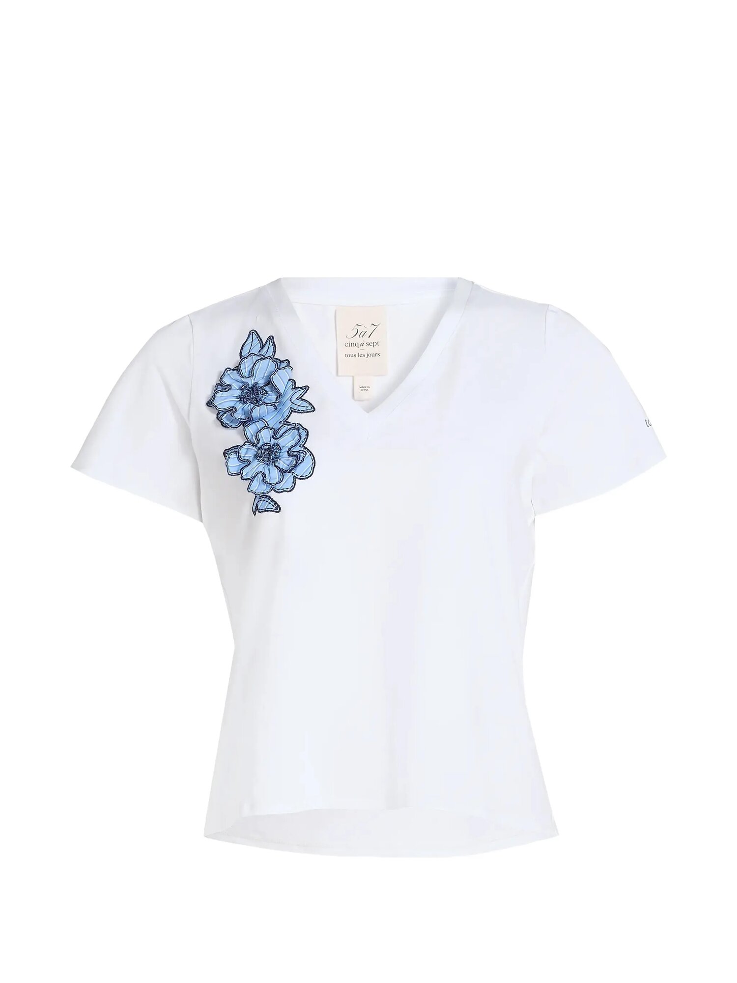 Футболка Floral-applique V-neck T-shirt