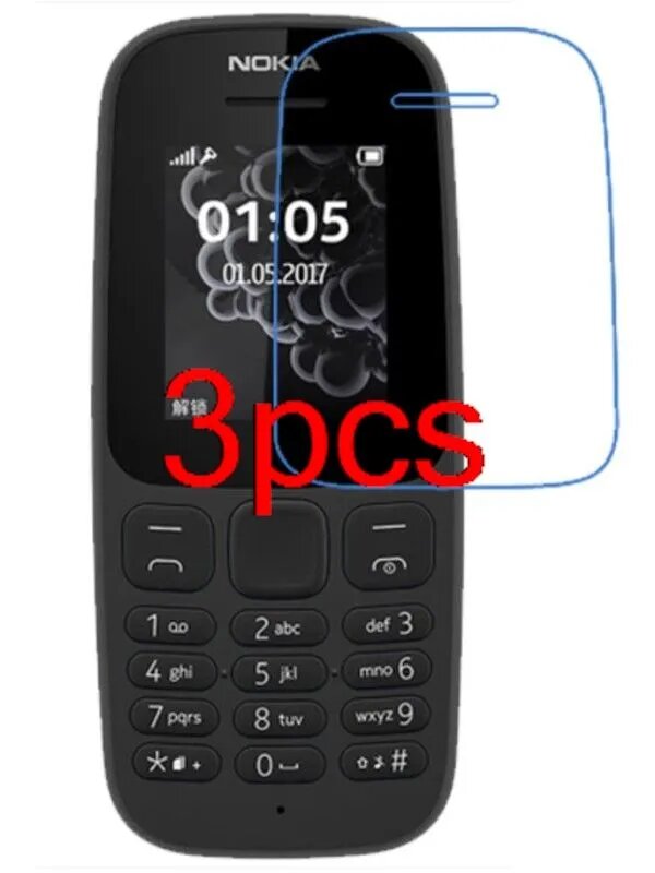 3 части прозрачной крышки мягкого экрана, подходящая для Nokia 105 2017