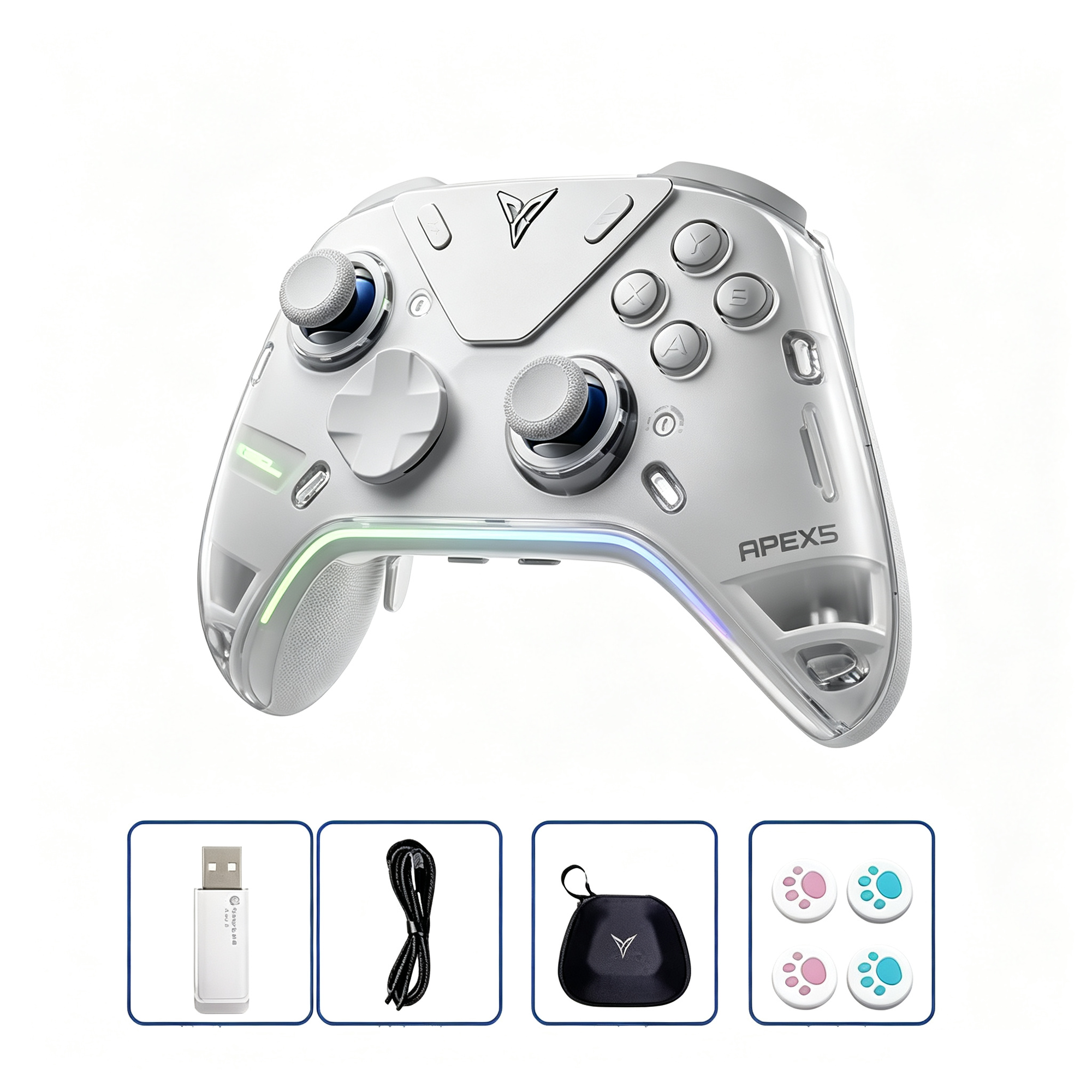 Игровой контроллер Flydigi 5 APEX, с вибрацией, для ПК, Switch, Mobile TV Box, белый геймпад