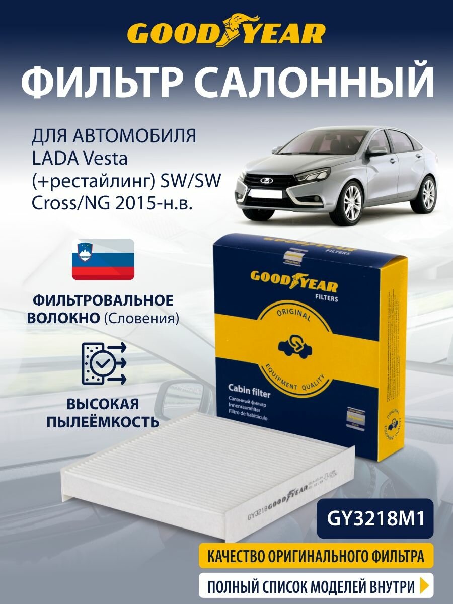 Фильтр салонный автомобильный для LADA Vesta 1.6 1.8 (ВАЗ Лада Веста 1.6 1.8) 2015-н. в.