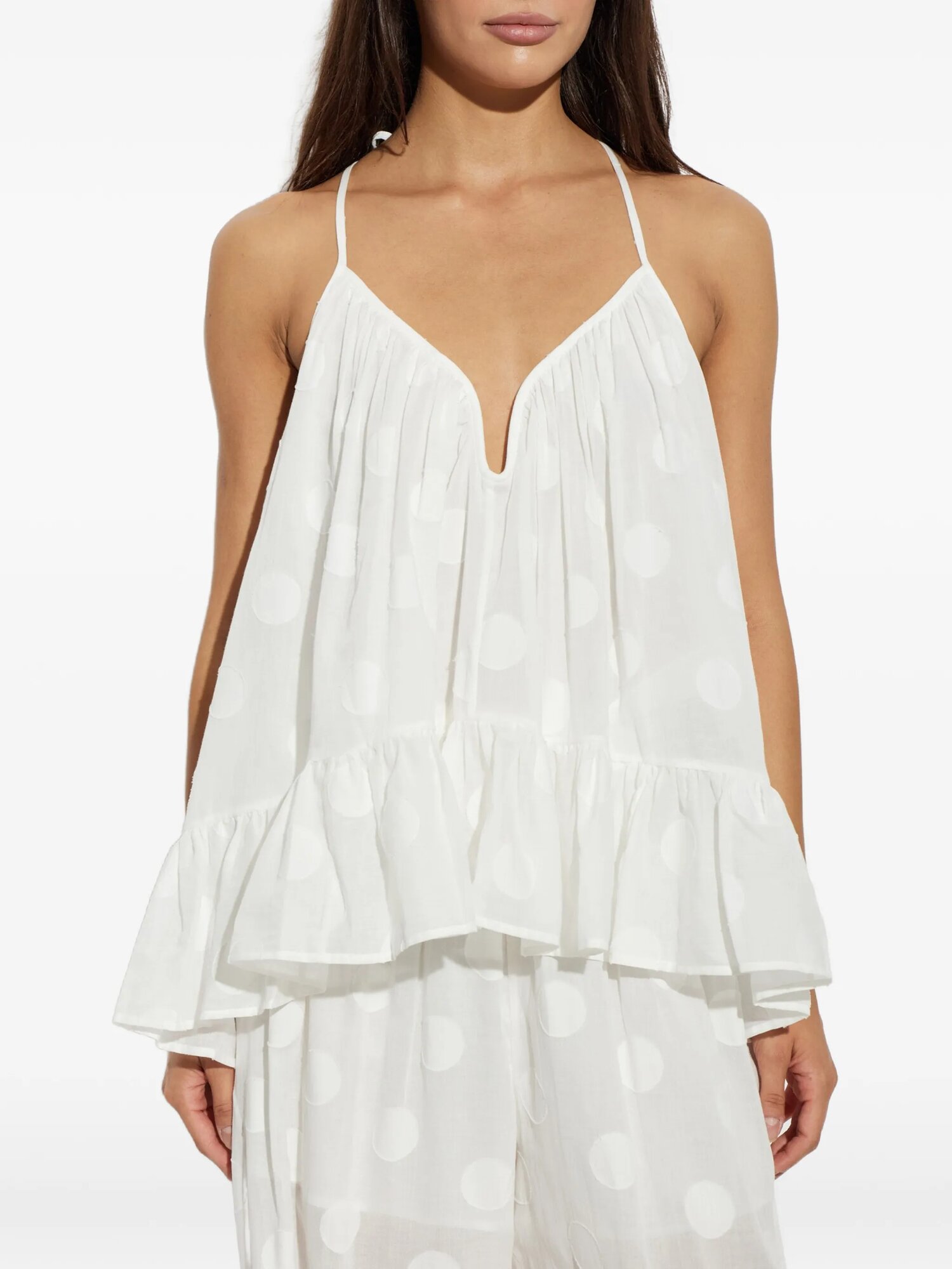 Топ ZIMMERMANN Oversized cotton top, размер 36, бежевый/белый — фото 1