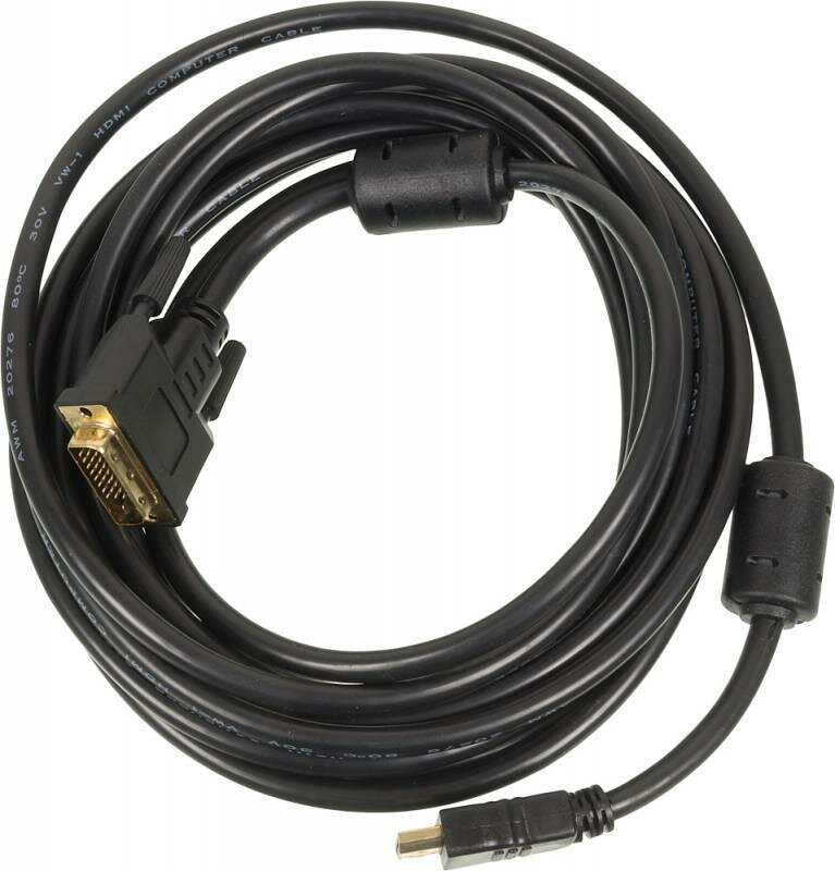 Кабель Ningbo DVI-D m – HDMI m, 5 м, ферритовые кольца