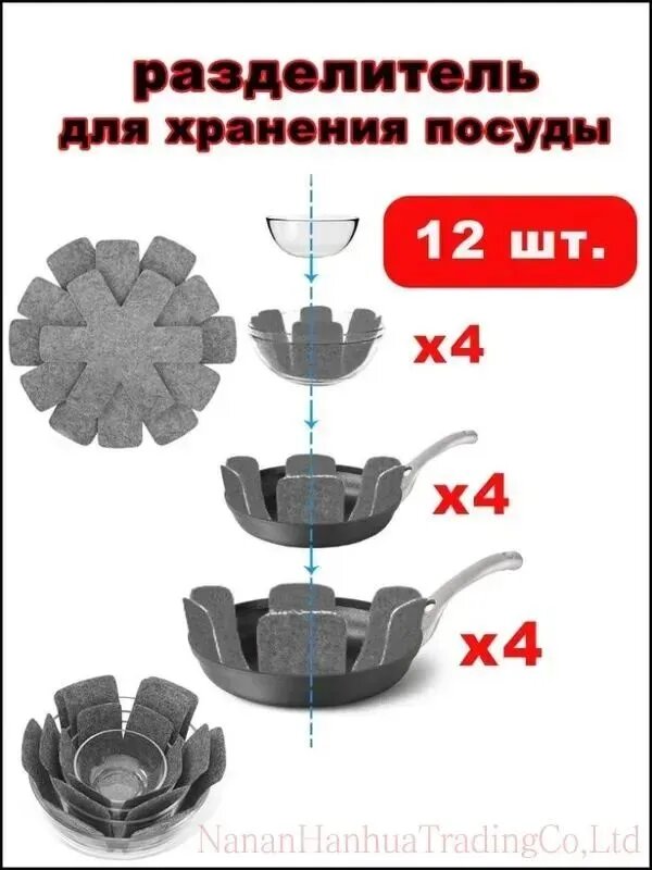 Вкладыш для хранения посуды 38.5 см х 35 см, 12 шт